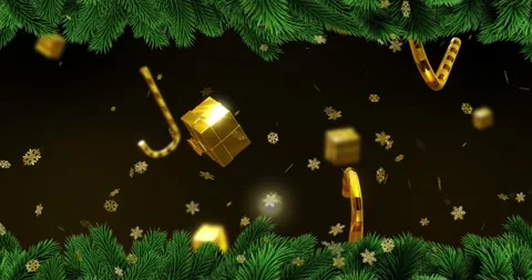 Animation of christmas candy canes, gold... | Stock Video | Pond5