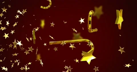 Animation of christmas gold stars and ca... | Stock Video | Pond5