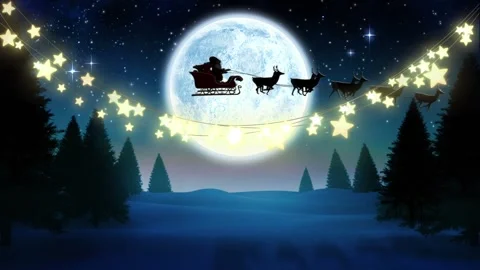 Animation of christmas lights and santa ... | Stock Video | Pond5