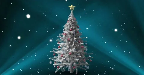 Animation of christmas tree and snow fal... | Stock Video | Pond5