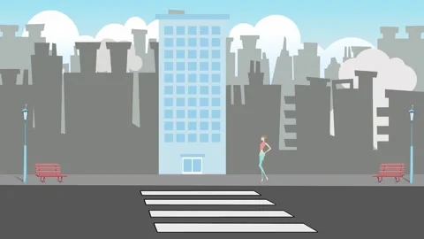 ANIMATION - City street, pedestrian, bui... | Stock Video | Pond5