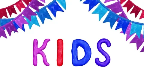 Animation Clay Title Kids with flags. Al... | Stock Video | Pond5