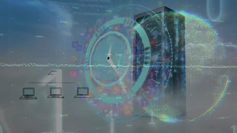 Animation of clock and data processing w... | Stock Video | Pond5