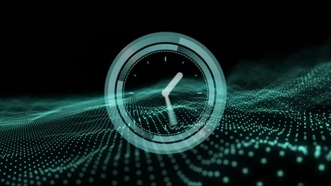 Animation of clock and moving digital do... | Stock Video | Pond5
