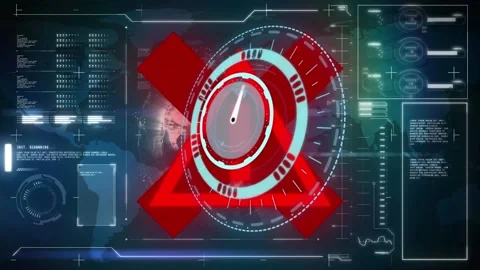 Animation of clock and warning sign over... | Stock Video | Pond5