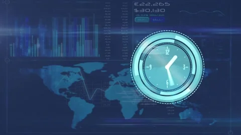 Animation of clock data processing and m... | Stock Video | Pond5