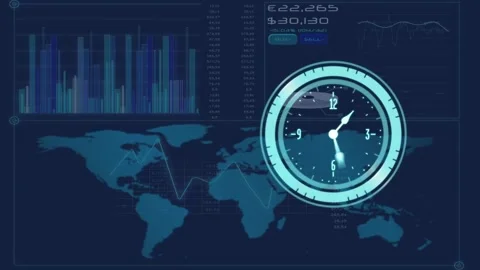 Animation of clock data processing and m... | Stock Video | Pond5