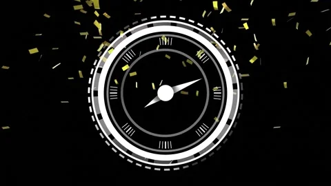 Animation of clock moving and confetti o... | Stock Video | Pond5