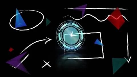 Animation of clock moving and shapes on ... | Stock Video | Pond5