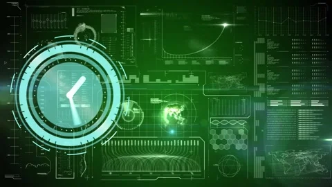 Animation of clock moving fast and data ... | Stock Video | Pond5