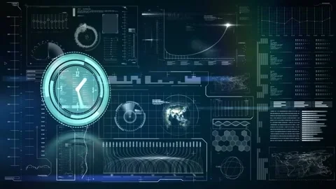 Animation of clock moving fast and data ... | Stock Video | Pond5