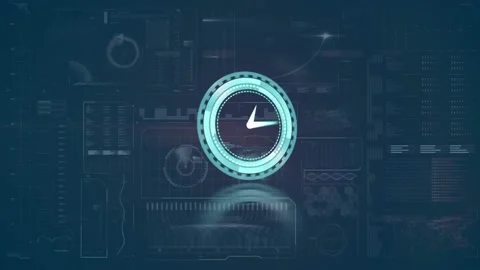 Animation of clock moving fast and data ... | Stock Video | Pond5