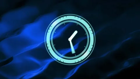 Animation of clock moving fast over blue... | Stock Video | Pond5