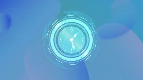 Animation of clock moving fast over glob... | Stock Video | Pond5