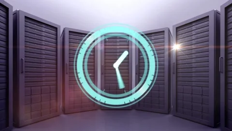 Animation of clock moving fast over comp... | Stock Video | Pond5
