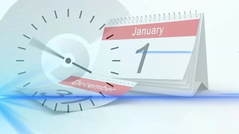 Animation of clock moving over calendar | Stock Video | Pond5