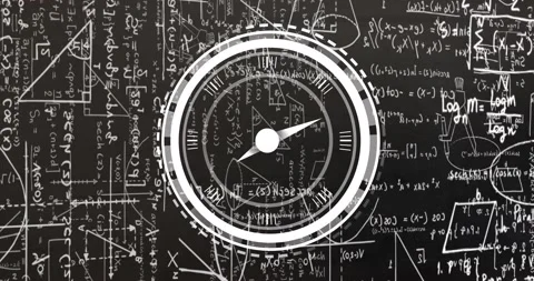 Animation of clock moving over math form... | Stock Video | Pond5