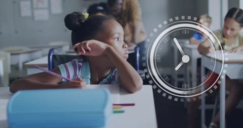 Animation of clock over bored african am... | Stock Video | Pond5