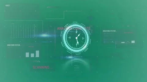 Animation of clock over digital screen w... | Stock Video | Pond5