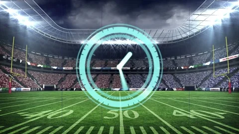 Animation of clock over empty sports sta... | Stock Video | Pond5