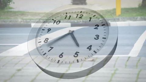 Animation of clock over road and cars | Stock Video | Pond5