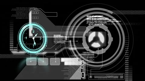 Animation of clock, scope scanning and d... | Stock Video | Pond5