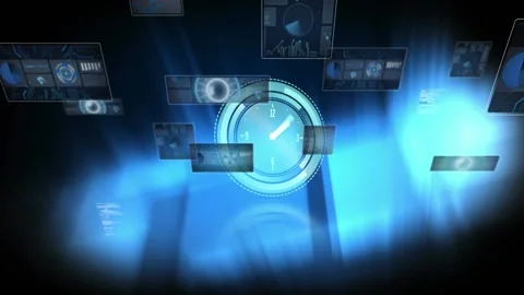 Animation of clock, scopes scanning and ... | Stock Video | Pond5
