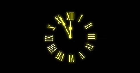Animation of clock showing midnight on b... | Stock Video | Pond5