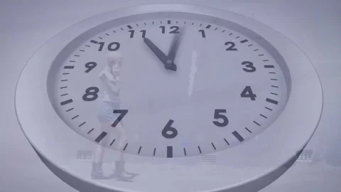 Animation of clock ticking fast over wom... | Stock Video | Pond5
