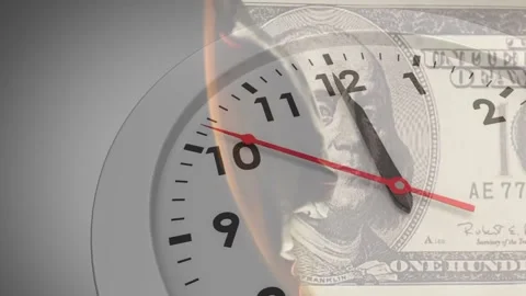 Animation of clock ticking over american... | Stock Video | Pond5