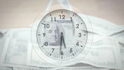 Animation of clock ticking over american... | Stock Video | Pond5