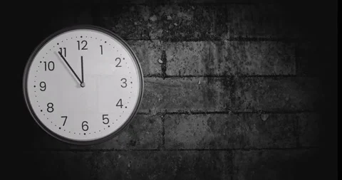 Animation of clock ticking over brick wa... | Stock Video | Pond5