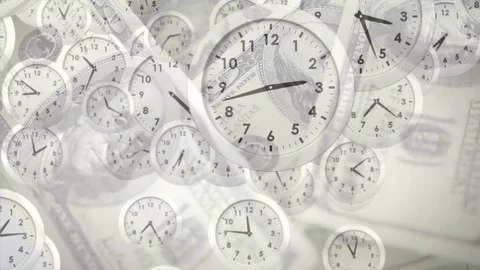 Animation of clocks ticking over america... | Stock Video | Pond5
