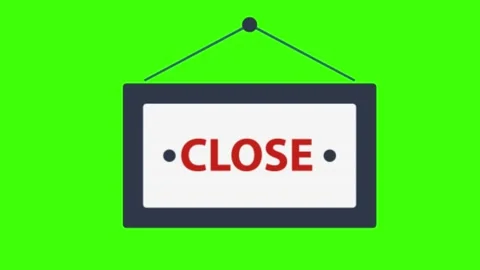 Animation of a closed sign icon on a gre... | Stock Video | Pond5