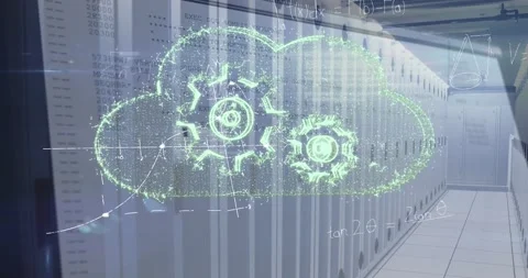 Animation of cloud and cog wheels with m... | Stock Video | Pond5