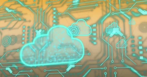Animation of cloud icons and data proces... | Stock Video | Pond5