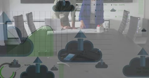 Animation of cloud upload icons floating... | Stock Video | Pond5