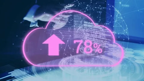 Animation of cloud with uploading over h... | Stock Video | Pond5