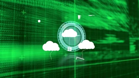 Animation of clouds with icons over movi... | Stock Video | Pond5