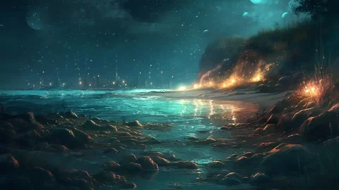 Animation of coast with city skyline, co... | Stock Video | Pond5