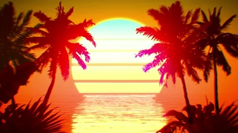 Animation coconut tree with neon light m... | Stock Video | Pond5