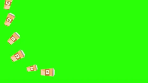 Animation of coffee cups on green screen... | Stock Video | Pond5