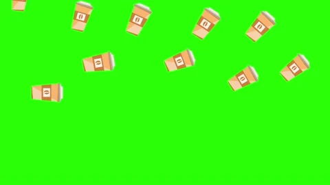 Animation of coffee cups on green screen... | Stock Video | Pond5