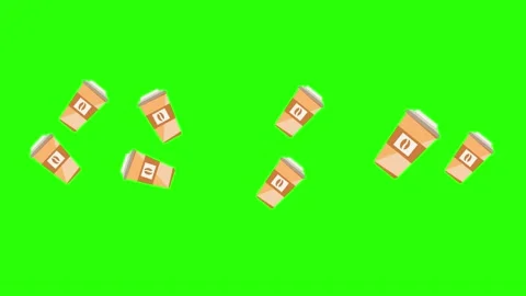 Animation of coffee cups on green screen... | Stock Video | Pond5