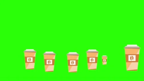 Animation of coffee cups on green screen... | Stock Video | Pond5