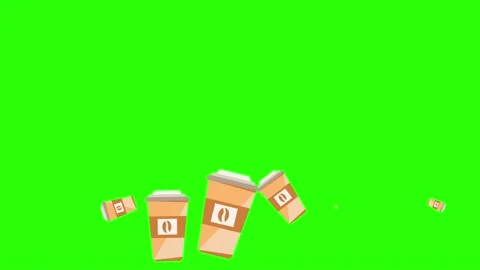 Animation of coffee cups on green screen... | Stock Video | Pond5