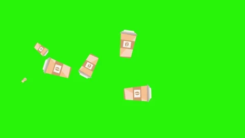 Animation of coffee cups on green screen... | Stock Video | Pond5