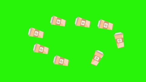 Animation of coffee cups on green screen... | Stock Video | Pond5