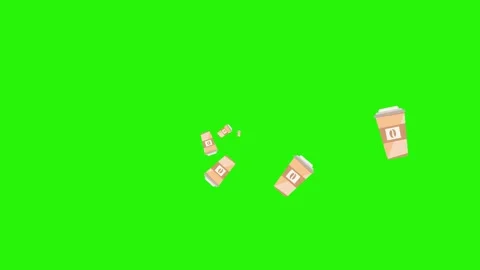Animation of coffee cups on green screen... | Stock Video | Pond5