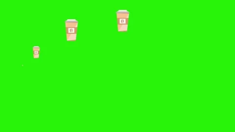 Animation of coffee cups on green screen... | Stock Video | Pond5